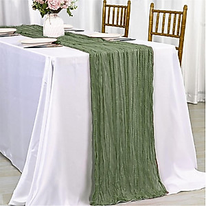 NOSTHEART Sage Green Cheesecloth Table Runner 10Ft Boho Table Runner Gauze Cheese Cloth Table Runner Rustic Sheer Table Runner for Party Wedding Bridal Baby Shower Birthday Table Decoration