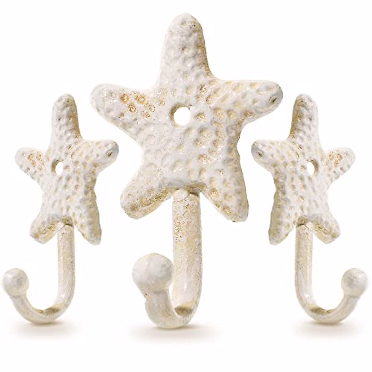 Decorative Wall Hooks 3pcs Wall Hooks Sea Star Shape Wall Mounted Decorative Hooks Coat Clothes Hooks Key Hat Hooks towel Robe Hooks Wall Hangers nautical beach coastal wall decorations ornaments