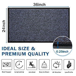 BAGAIL BASICS Door Mat 2-Pack, Doormat Entryway Mats Front Porch Doormats, Non-Slip Dirt-Resistant Entrance Mat, Easy Clean and Durable - 30 x 17 inches, Steel Gray