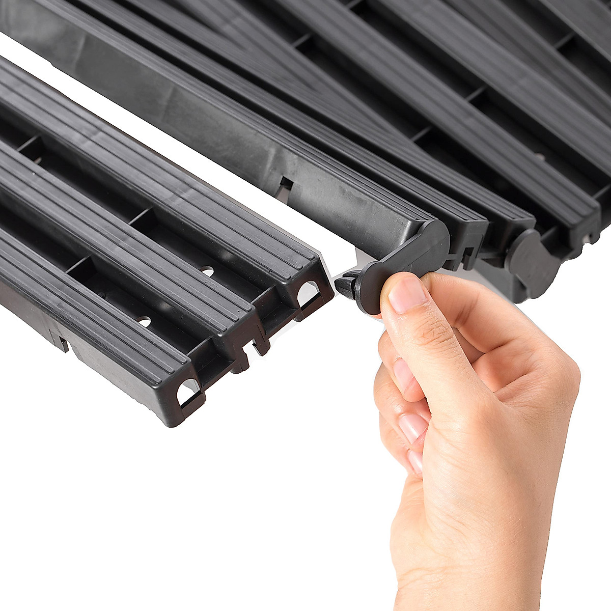 Gardenised QI004106 Black Garden Pathway Track Outdoor Waterproof Tile Anti-Slip Pavers Floor Mat, 14" Long