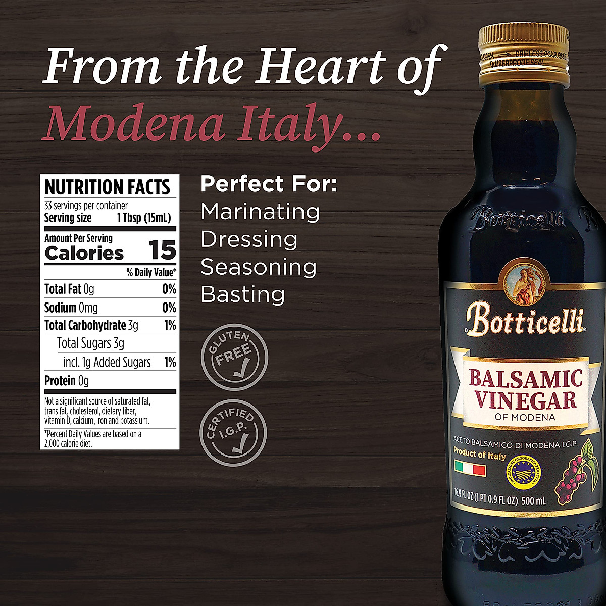 Botticelli Balsamic Vinegar of Modena, 16.9 Fl Oz