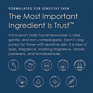 Vanicream Daily Facial Moisturizer With Ceramides and Hyaluronic Acid - Formulated Without Common Irritants for Those with Sensitive Skin, 3 fl oz (Pack of 1)