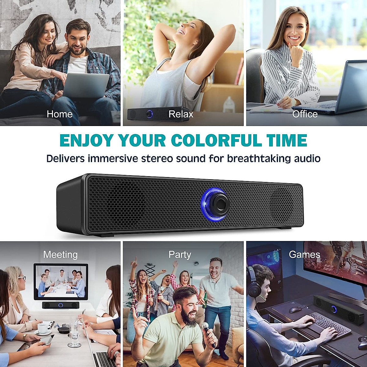 TAOTOSUNE Computer Speakers, USB Powered PC Speakers Wired Stereo Desktop Speakers for Computer, Desktop, Laptop, PC, Pad, Cellphone [2025 Version]