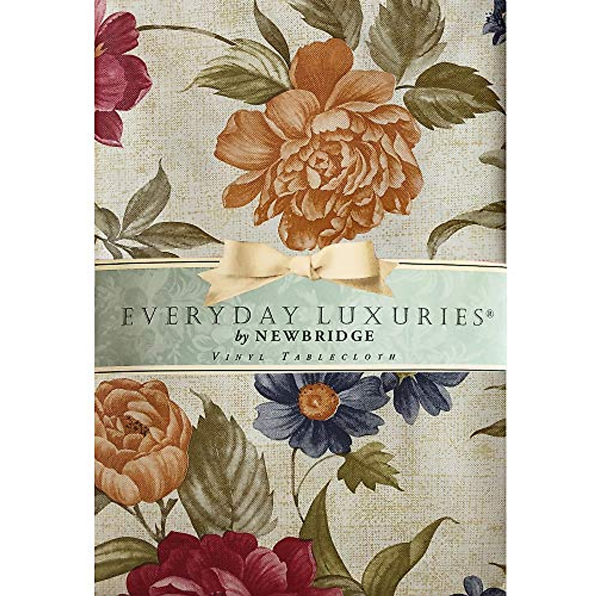 Newbridge Nicolette Multicolor Floral Pattern Indoor/Outdoor Flannel Backed Vinyl Tablecloth - Waterproof and Stain Resistant Kitchen Tablecloth- 60” x 84” Oblong/Rectangle