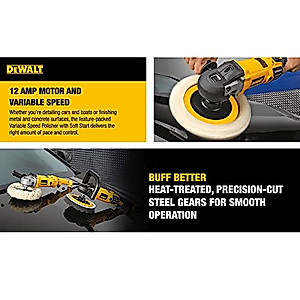DEWALT Buffer/Polisher, Variable Speed, Soft Start, 7-Inch/9-Inch (DWP849X) , Yellow