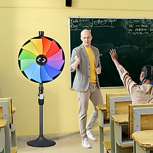 WinSpin 24" Dual Use Prize Wheel Tabletop and Floor Stand Adjustable 12 Slots Heavy Duty Dry Erase Spinning Fortune Wheel for Carnival Spinner Game & Tradeshow, Breeze Wheel Series