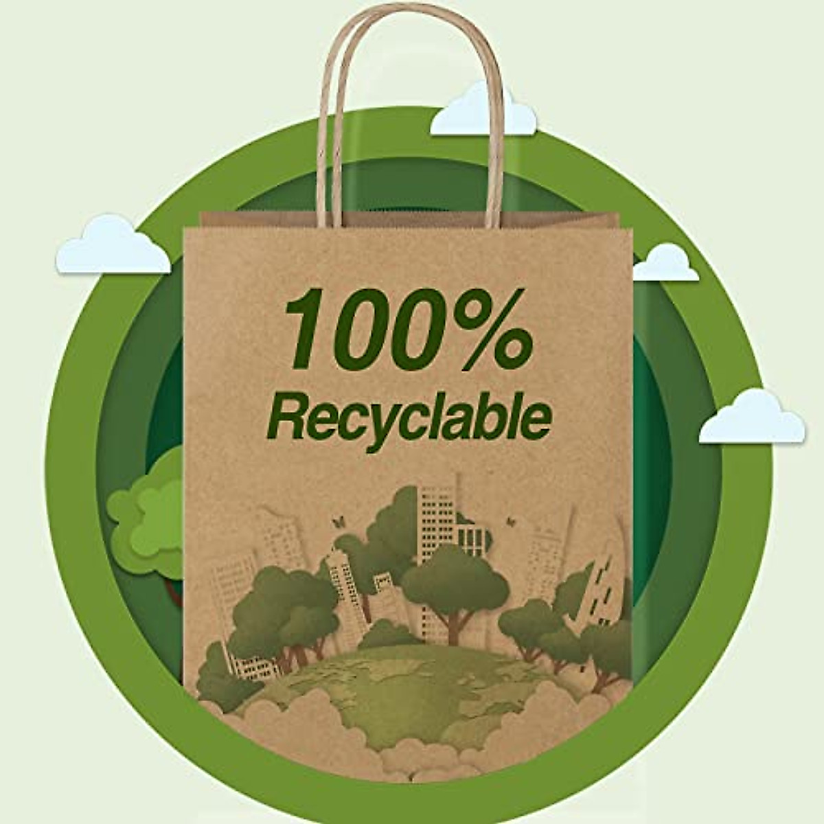 SHOPDAY Brown Paper Bags with Handles 16x6x12, 25 Pack Large Kraft Paper Bags Bulk, Tote Bags Shopping Bags, Paper Gift Bags, Retail Bags Merchandise Bags for Grocery Business Takeouts