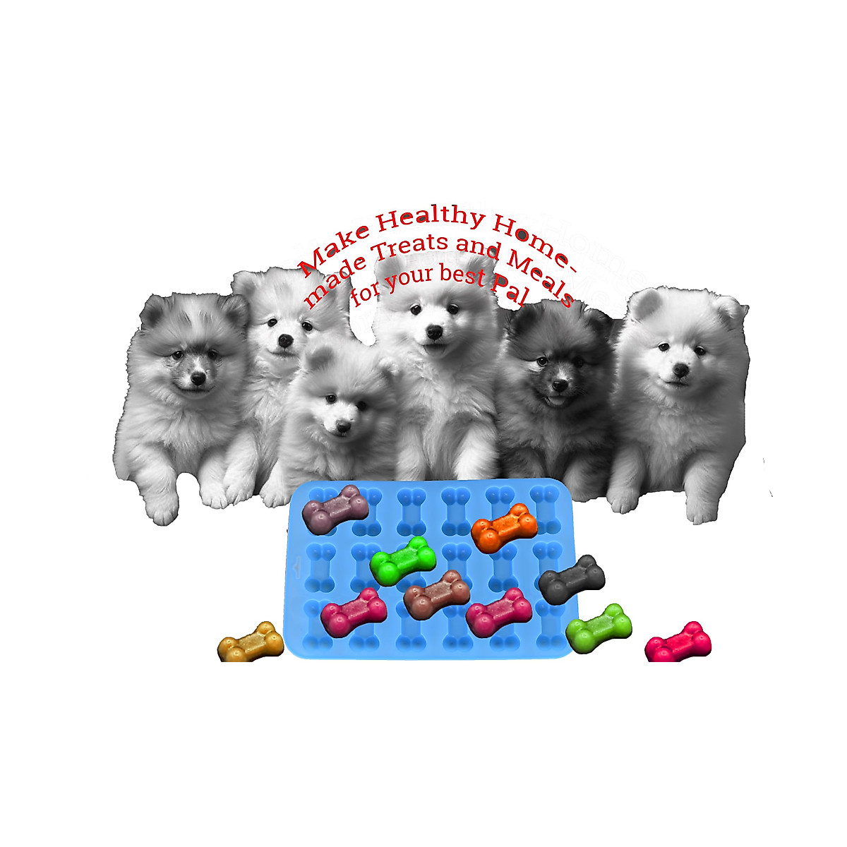 TopolMold 3-Pack 3D Dog Bone Candy Melt Silicone Mold (Puppy Treats, Chocolate Fondant, Candy Making Mould) - Oven Safe, Freezer Safe, Food-Grade 18-Cavity