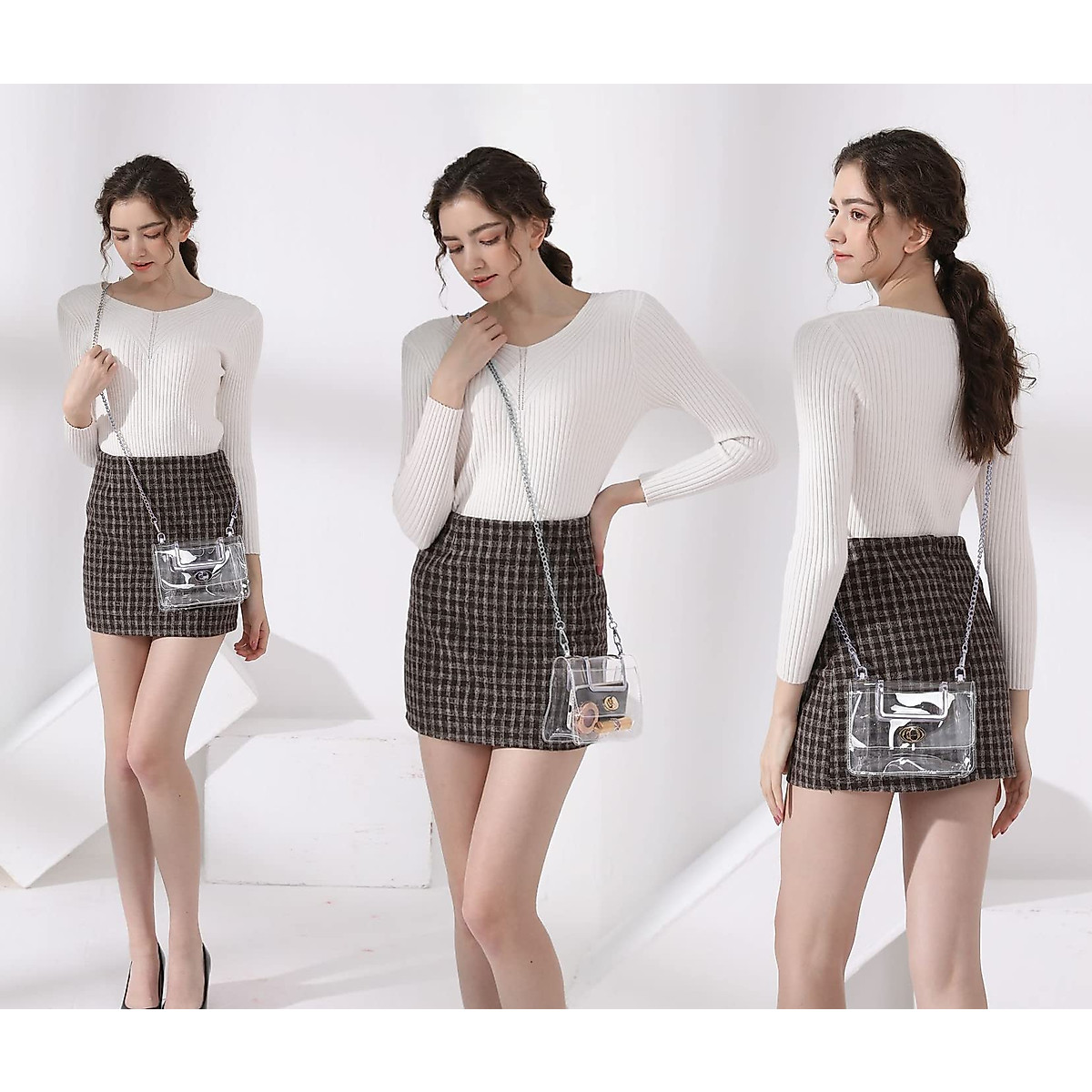 BRIMISKY Clear Purse for women,Jelly Purse,Transparent Clutch Shoulder Bag,Stadium Approved (Silver)