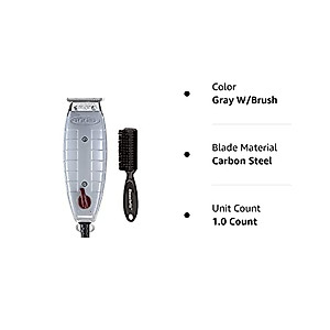 Andis Professional T-Outliner Beard/Hair Trimmer with T-Blade, Gray, Model GTO (04710) with a BeauWis Blade Brush