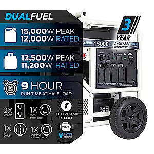 Pulsar 15,000W Dual Fuel Portable Generator with Electric Start