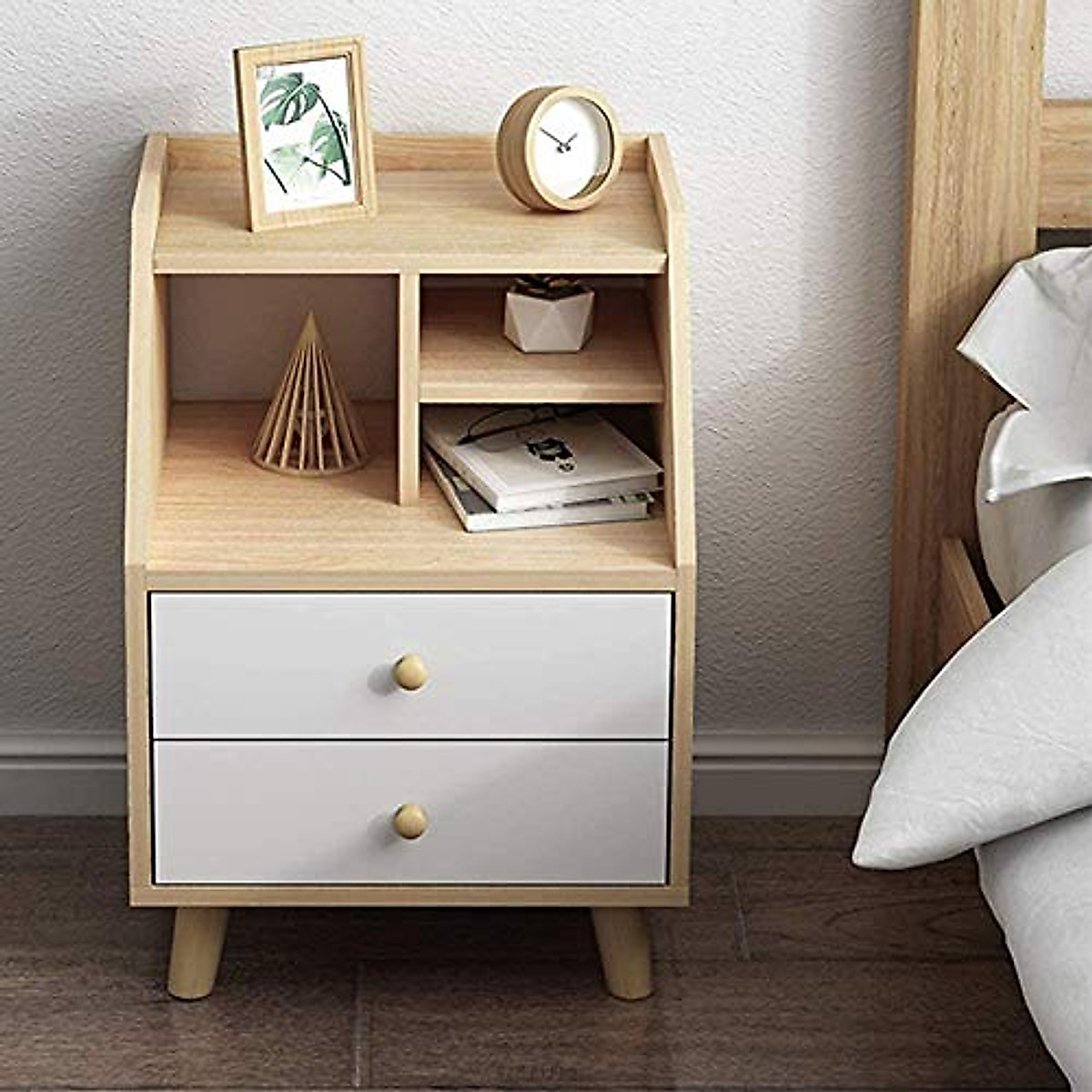 SJYDQ Contracted and Contemporary Bedside Table Shelf Nordic Small Bedroom Receive Store Content Simple and Economical