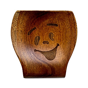 Wooden Spoon Rest Smiley Pattern - Beautiful Wooden Spoon Holder for Stove Top, Small Spoon Rest or Utensil Rest, Unique Wood Kitchen Accessories, Perfect Spatula Rest, Coffee Spoon Holder & More