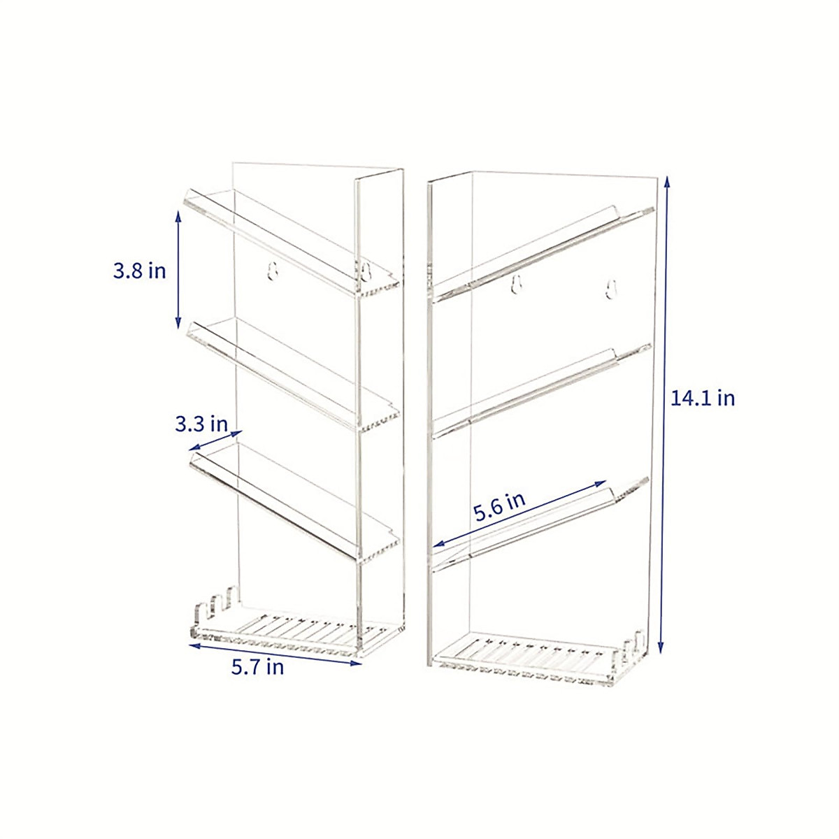 OSTTRPO Acrylic shower organizer, Clear Shower Organizer Caddy Wall Mounted, with Suction Cup No Drilling, Set of 2 (14.1x5.7x3.3 inches)