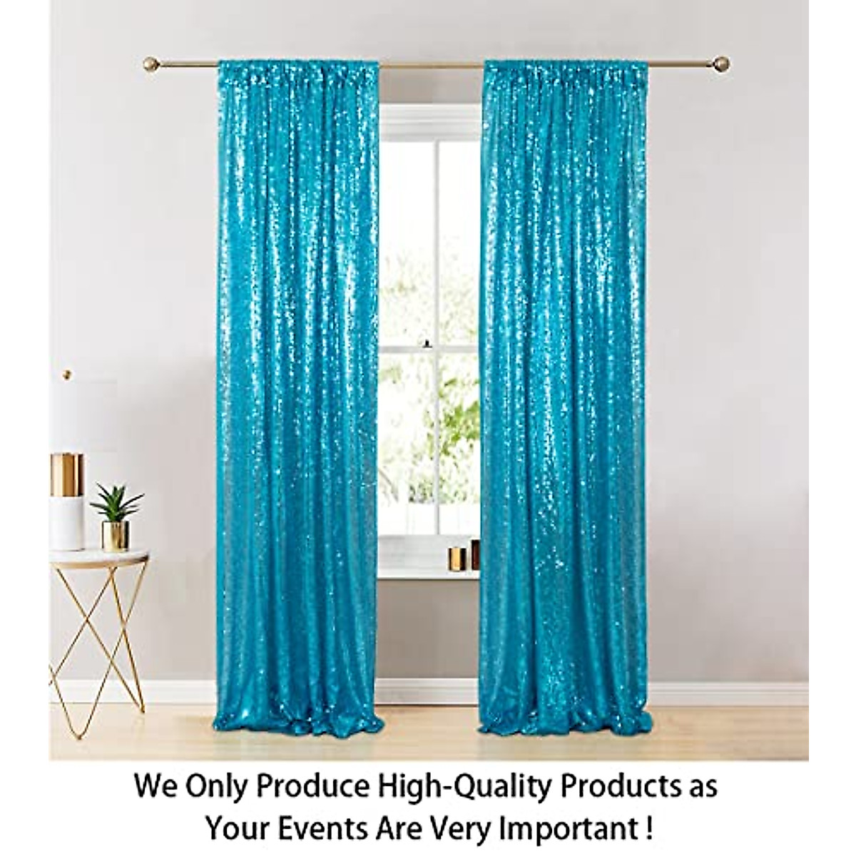 Sequin Curtains 2 Panels Turquoise 2FTx8FT Sequin Photo Backdrop Aqua Sequin Backdrop Curtain Pack of 2-1011E