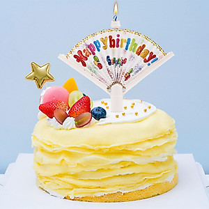 4pcs Novelty Fan Birthday Candles, Happy Birthday Candle Pop-up Surprise Birthday Candles Funny Cake Topper Candle Trick Candles for Party Supplies