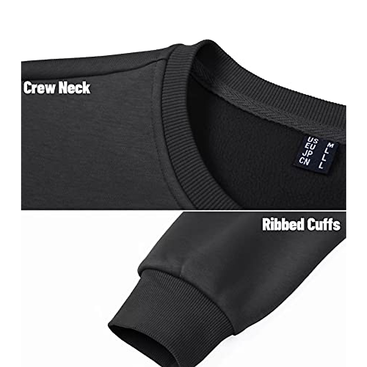 MAGCOMSEN Sudaderas De Hombre Black Sweatshirt Black Sweatshirts For Men Black Crew Neck Sweater Fleece Pullover Men Mens Crewneck Sweat Shirts