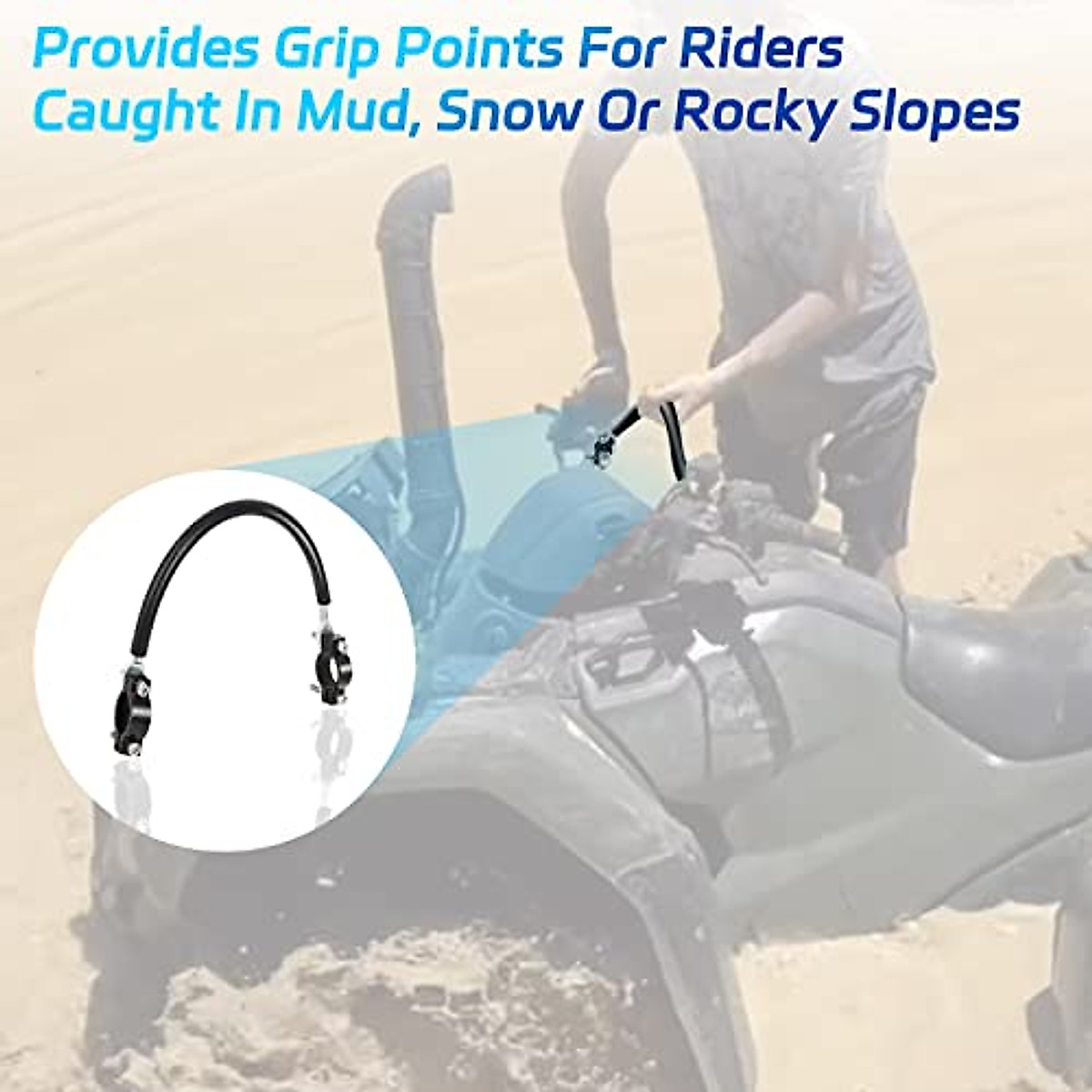 Foruly ATV Mud Strap for Handlebars, 0.75-1.37 Inch ATV Motorcycle Mud Grab Strap Compatible with Can-Am Outlander Renegade Polaris Sportsman Honda Foreman Fourtrax Rancher Snowmobile (Black)