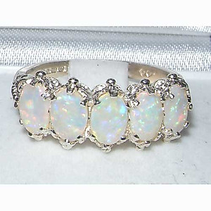 LetsBuyGold 925 Sterling Silver Real Genuine Opal Womens Promise Ring - Size 9