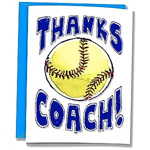 1-Pack Awesome SOFTBALL Coach (5x7) Thanks Coach Card Greeting Card Set Awesome for Softball Players, Teams, Coaches, Family and Fans - Your Coaches Will Love 'Em!