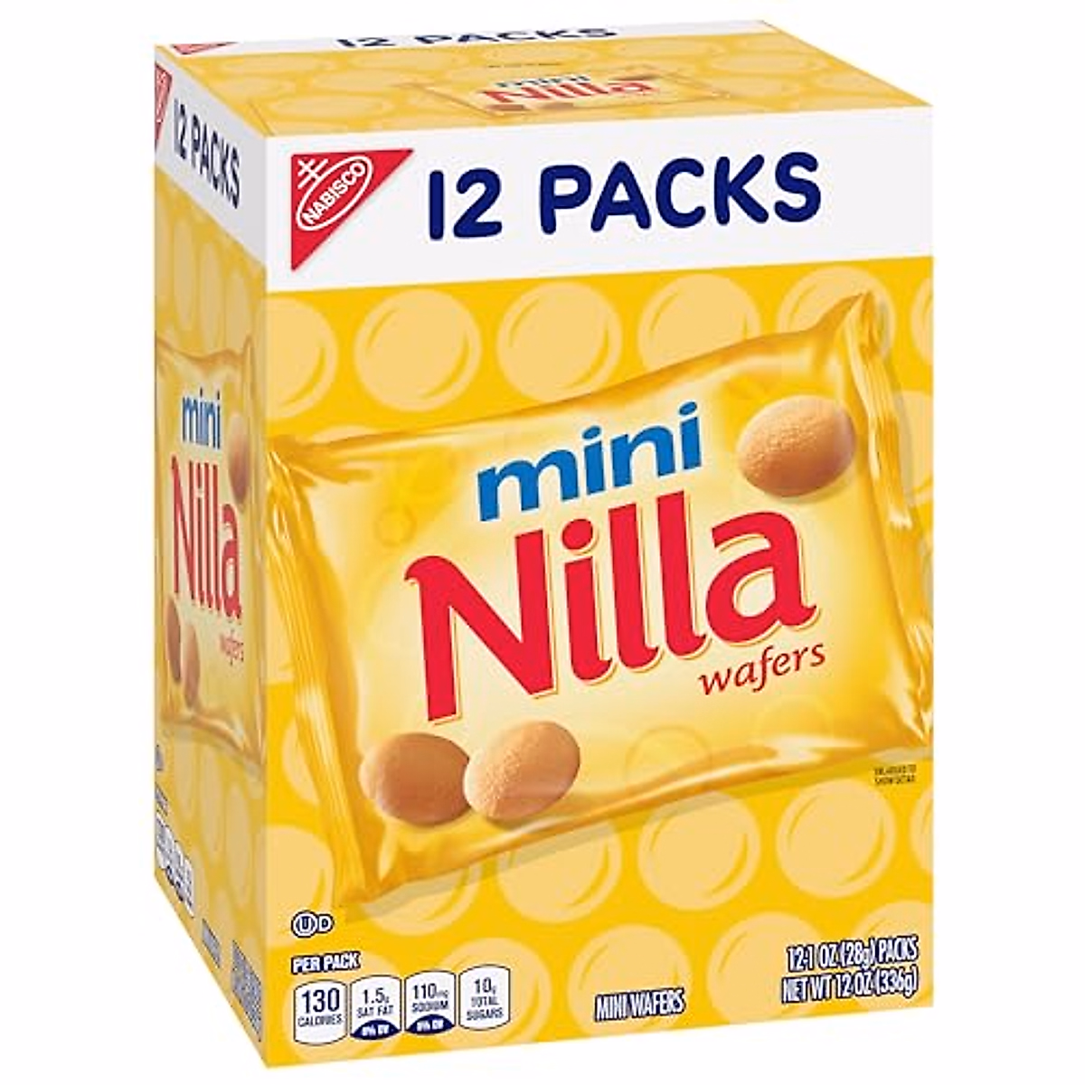 Nilla Wafers Mini Cookies, Vanilla Wafers, 48 Total Snack Packs (4 Boxes)