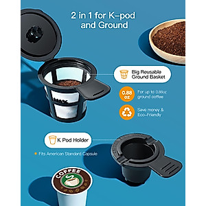 Famiworths Iced Coffee Maker, Hot and Cold Coffee Maker Single Serve for K Cup and Ground, with Descaling Reminder and Self Cleaning, Iced Coffee Machine for Home, Office and RV, Lavender