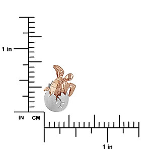 Sterling Silver with Rose Gold Tone Accents Baby Turtle Hatchling Egg Pendant Necklace, 16+2" Extender