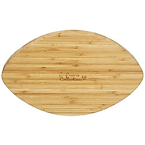 Prairie Collections Football Shaped Bamboo Serving Tray (10" x 16" x 2.5”) Includes 2 Dip Trays - Large Chip Serving Dish for Parties