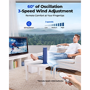 Lygee Desk Fan 3-Speed Oscillating Bladeless Desktop Cooling Fan with Remote, Office Home Bedroom Cooling Companion, Upright Flat-Lying or Wall-Mounted