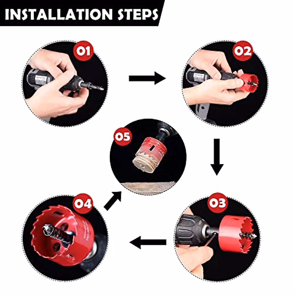 dashap 12PCS Bi-Metal Carbide Hole Saw Kit with Drill Bits for Thin Metal and Wood,Cutting Diameter 45/64'' to 2-15/16'',for Gerneral Purpose
