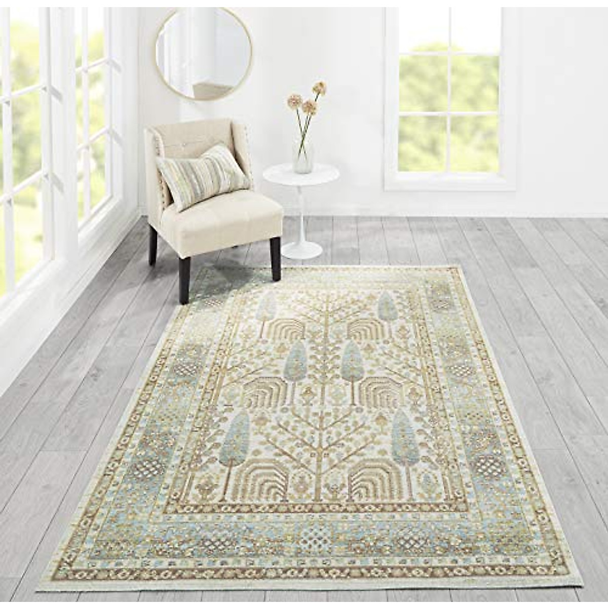 Momeni Isabella Polyester Traditional Indoor Area Rug, Ivory, 7'10" X 10'6"