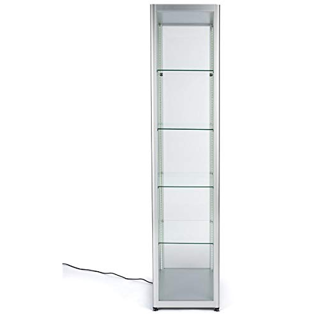 Displays2go Locking Glass Display Case, Illuminated – Silver (DCKDMT24S)