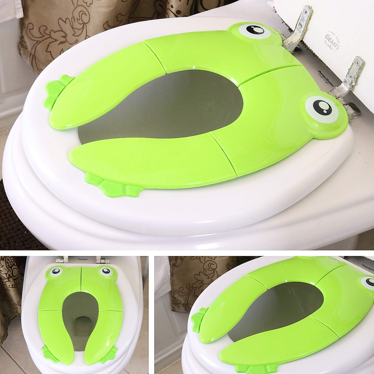 Foldable Potty Seat Disposable Toilet Seat Cover Bundle, GREEN