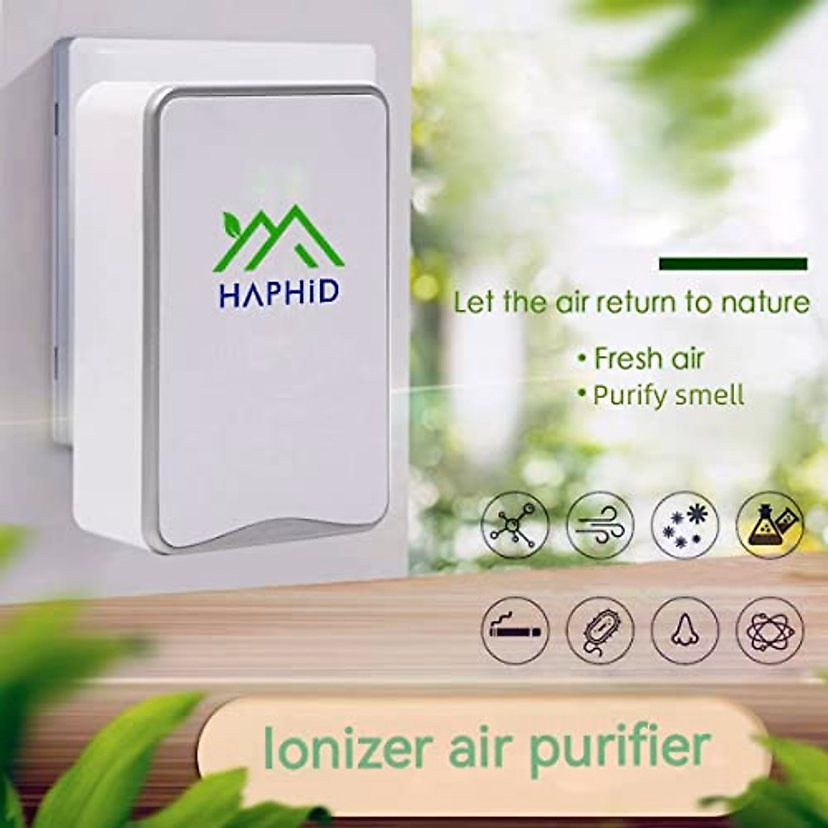 HAPHID Ionizer Air Purifier/Plug In Air Purifier with Highest Output - Up to 32 Million Anions/Sec, Cleanse:Odors,Pets Smell Etc(8-Pack)