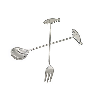 Maydahui 6PCS Cat Fish Spoon and Fork Cute Coffee Animal Spork 5.8 inch 18/10（304）Stainless Steel Teaspoon Dessert Drink Sugar Spoons Fruit Forks Tableware