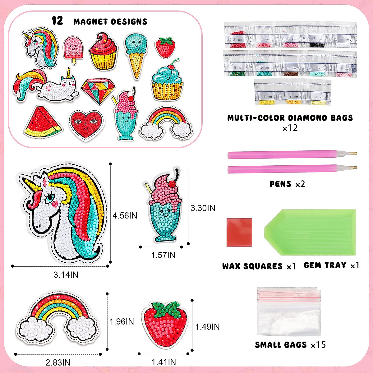 TOY Life Diamond Kits Magnets Diamond Gems Kits for Kids Valentine Day Gifts Diamond Art for Kids Arts and Crafts for Girls Ages 8-12