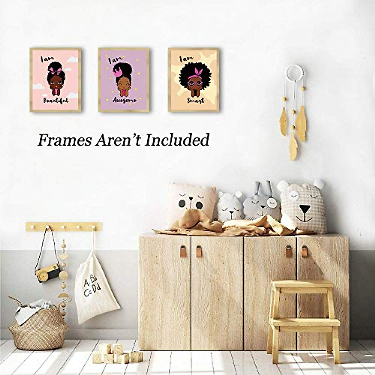 Black Girl Wall Art,Motivational Black Girl Wall Art,African American Girl Art Painting,Inspirational Black Girl Wall Art,Decor for Girls Bedroom,Wall Art for Girls Bedroom, Set of 4 - No Frame,8"x10"