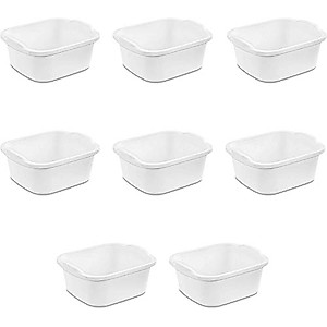Sterilite 6478008 12 Quart Dishpan, Qt, White, (Pack of 8)