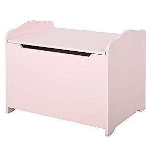 Qaba Kids Toy Chest Wooden Toy Storage Organizer Chest Box with Magnetic Hinge, Large Storage Space, & Groove Handle, Pink
