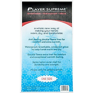 Player Supreme Cold & Inclement Weather Golf Mittens - One Size Fits All