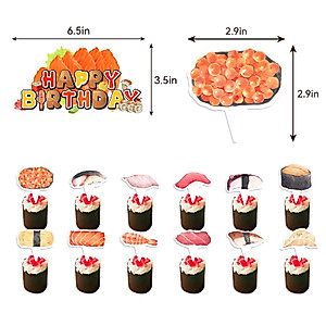 Sushi Party Supplies Japanese Birthday Party Decorations Includes Sushi Birthday Backdrop Banner Cake Topper Cupcake Toppers Balloons for Sushi Themed Party Baby Shower Decorations