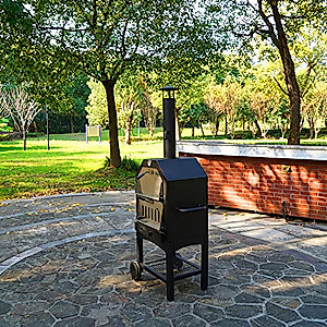 Summerville Pizza Oven Outdoor with Stone, Pizza Cooker Freestanding Portable Steel Pizza Oven for Grill Black