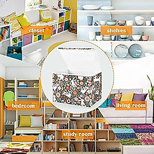 CaTaKu Woodland Rabbits Storage Bins with Lids Fabric Large Storage Container Cube Basket with Handle Decorative Storage Boxes for Organizing Clothes Shelves
