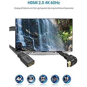 URWOOW HDMI Extension Cable High Speed 90-Degree Angle HDMI Male to Female Extension Wire Cord HDMI Extender - Gold Plated Plugs ( 1FT )