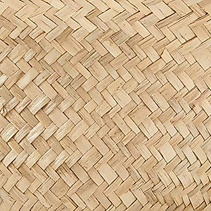 Americanflat Walnut Hand-Woven Palm and Seagrass Belly Baskets (10" Tall)