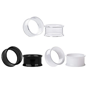TBOSEN 6 Pairs Acrylic Ear Gauges Corlorful Ear Plugs Stretching Kit Double Flared Tunnels Sanddle Expander Set 2g - 1 inch