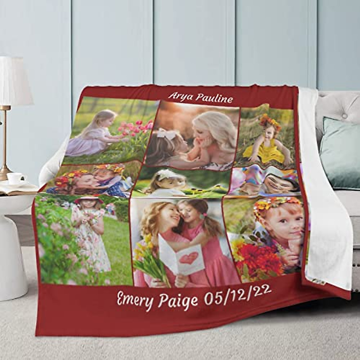 EAQ Custom Blanket with Picture Custom Collage Blanket Make a Customized Throw Blanket for Kids/Adults/Family, Souvenir, Gift