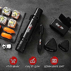 MarcZero Sushi Making Kit, 22 in 1 Sushi Bazooka Roller Kit With Bamboo Mat, Sushi Knife, Bamboo Chopsticks, Bazooka Roller, Sushi Molds, DIY Sushi Roller Machine for Beginner