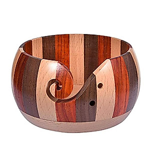 ZSQZJJ Bamboo Yarn Bowl with lid Handmade Textile Wool Prevent Sliding Wool Weaving Storage Log Bowl