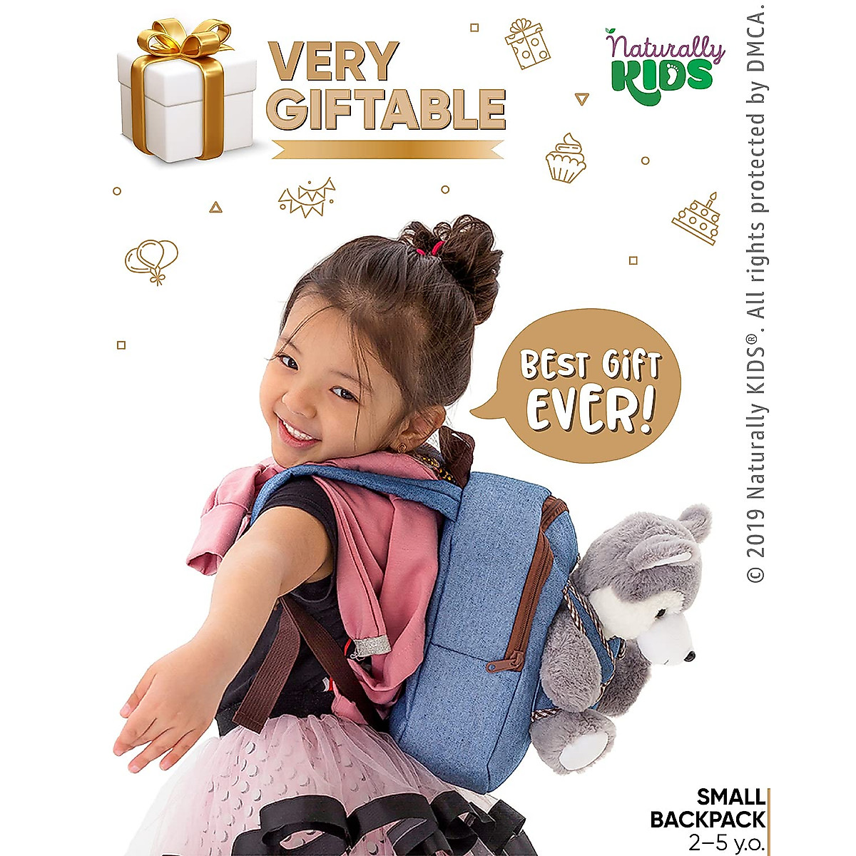 Wolf Backpack, Wolf Toys for Girls Boys, Wolf Stuffed Animal, Husky Toy for Kids